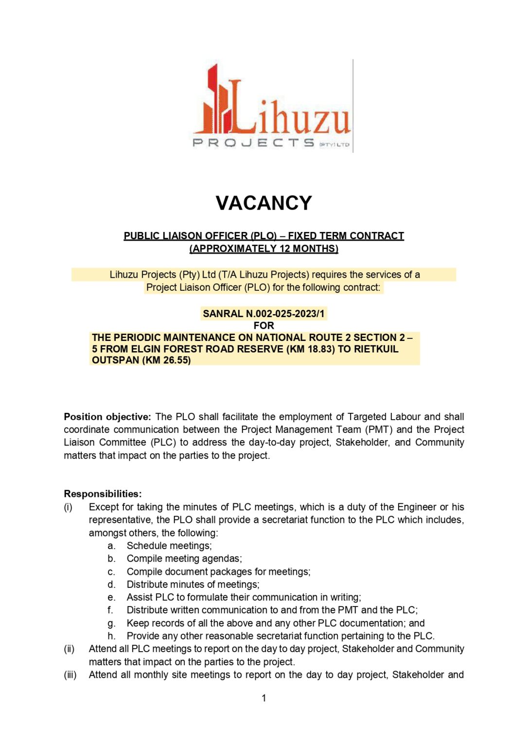 PUBLIC LIAISON OFFICER | Theewaterskloof Municipality